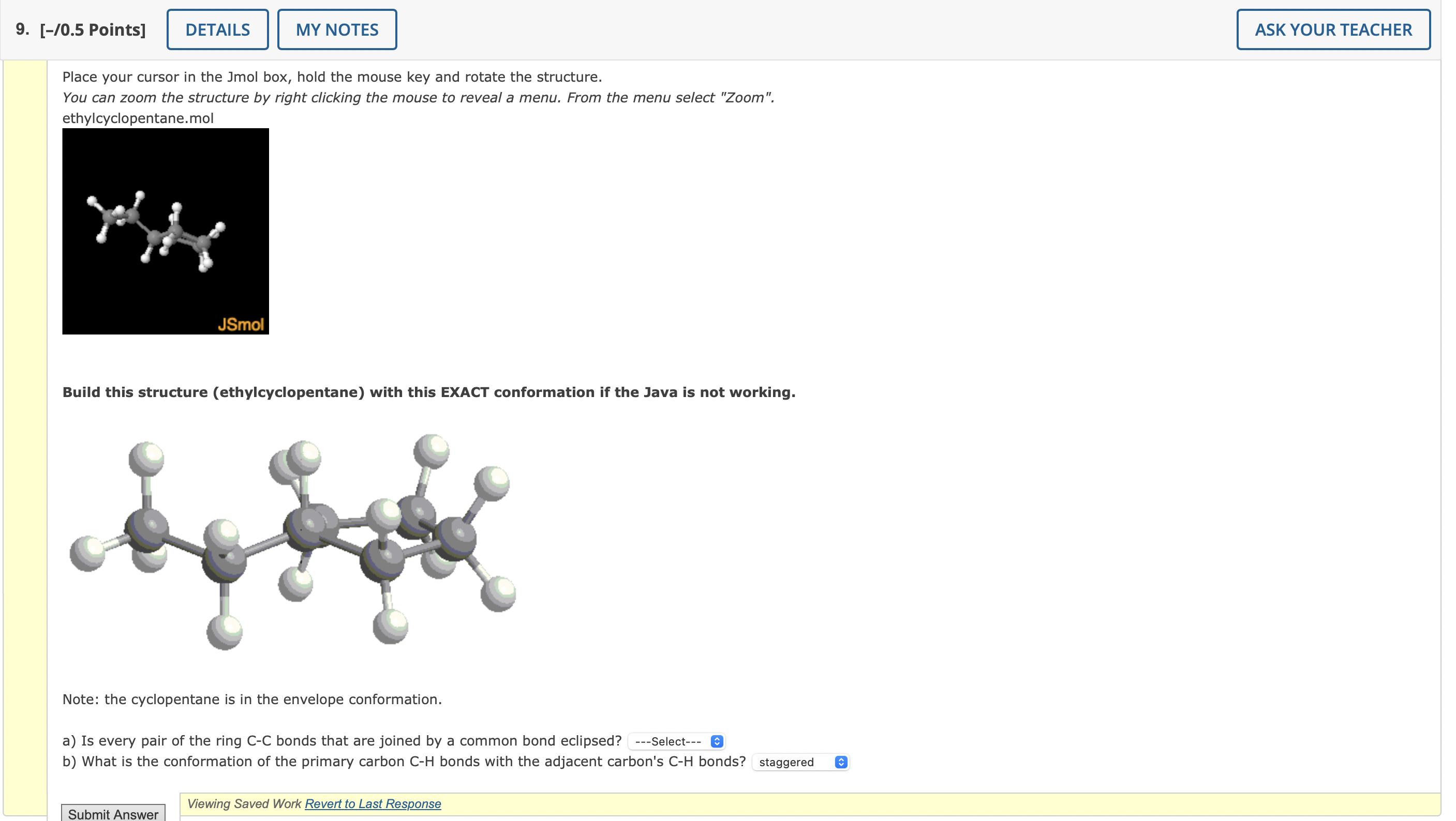 Solved Points]Place your cursor in the Jmol box, hold the | Chegg.com