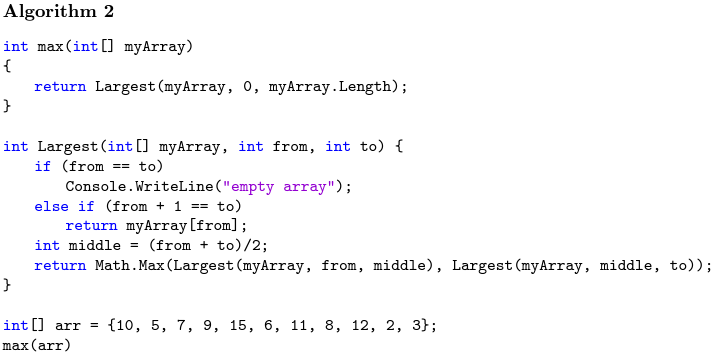 Solved Algorithm 1 int max( int [] arr, int n){ if (n