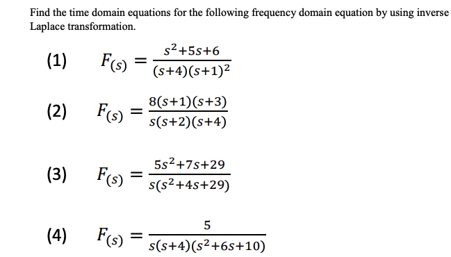 Solved Find the time domain equations for the following | Chegg.com