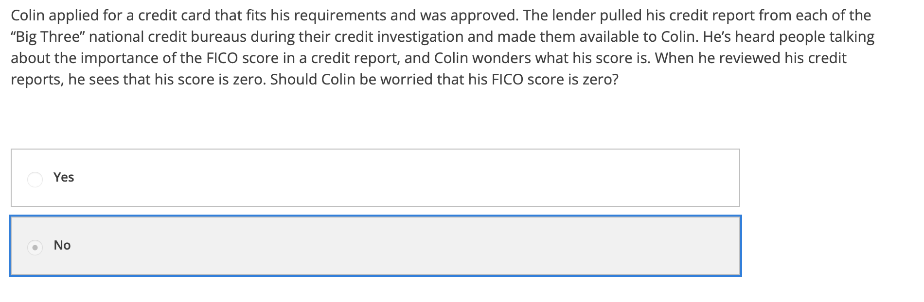 What step should Colin take next to establish credit? | Chegg.com
