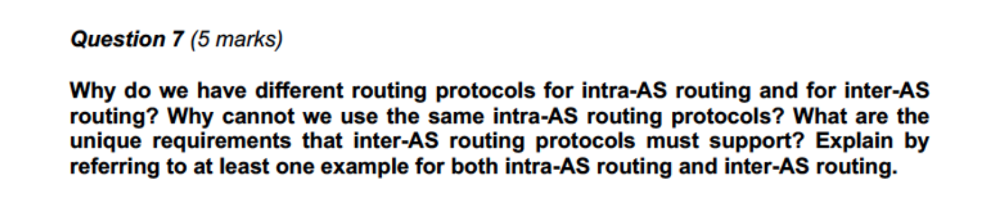 Solved Question 7 (5 marks) Why do we have different routing | Chegg.com