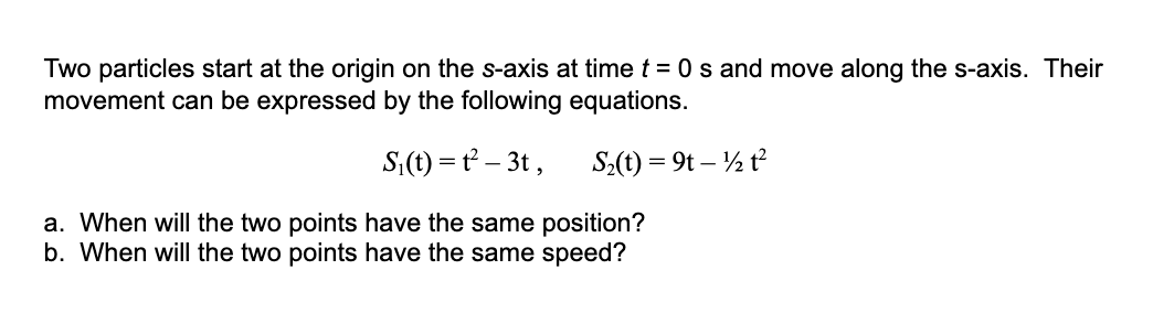 Solved Two particles start at the origin on the s-axis at | Chegg.com