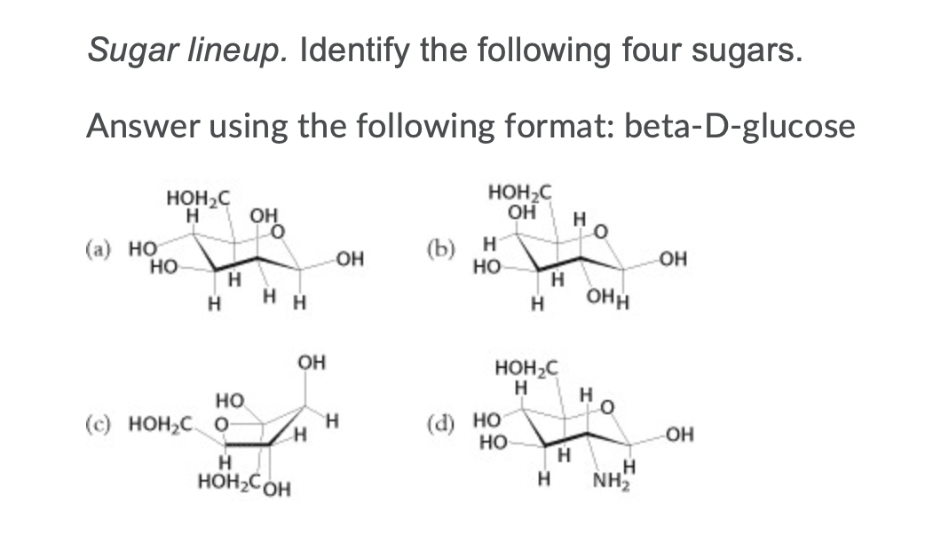 Solved Sugar lineup. Identify the following four sugars. | Chegg.com