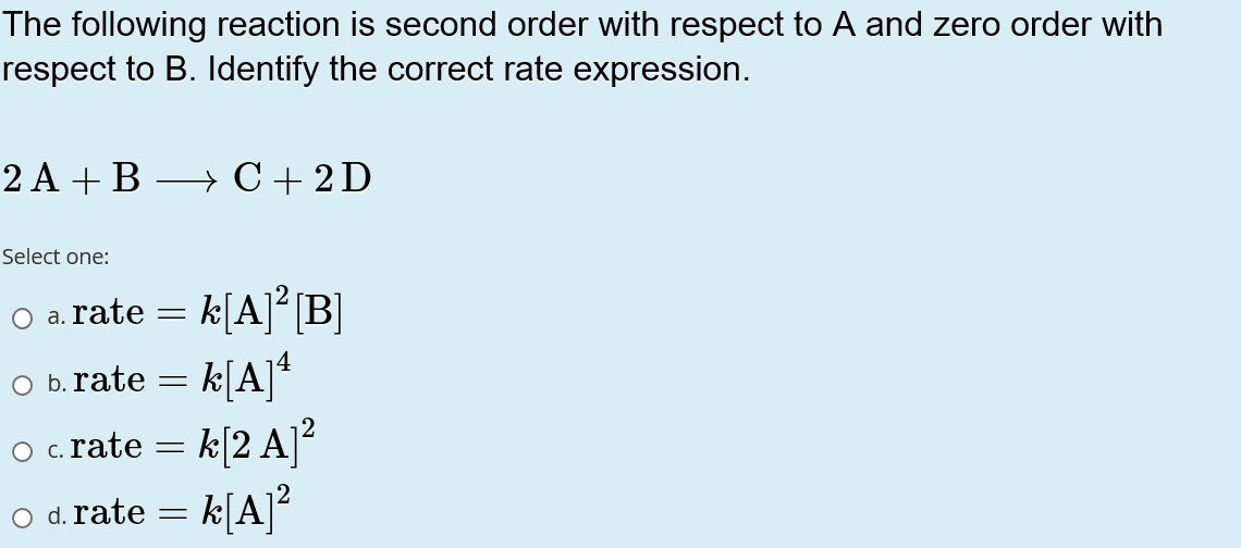 Solved The following reaction is second order with respect | Chegg.com