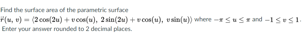 Solved Find the surface area of the parametric surface r(u, | Chegg.com