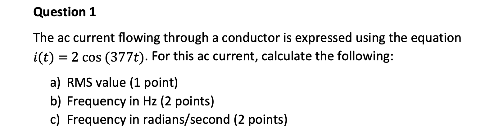 Solved The ac current flowing through a conductor is | Chegg.com