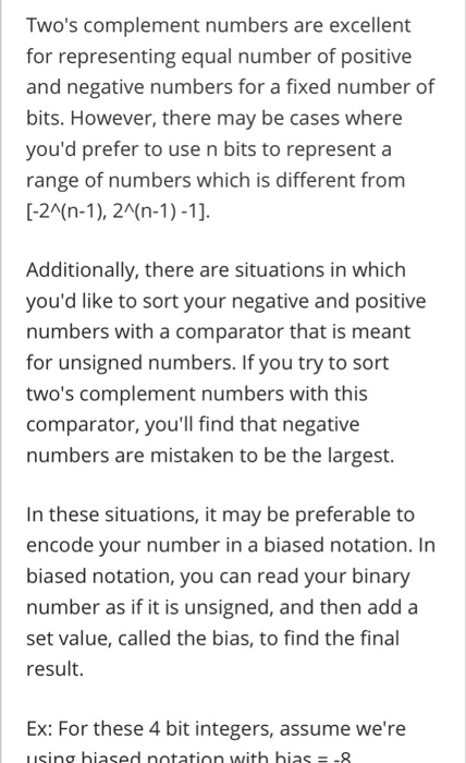 Solved Two's complement numbers are excellent for | Chegg.com