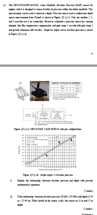 Solved (c) The MPX4250A MPXA4250A is Manzoid Absolute | Chegg.com