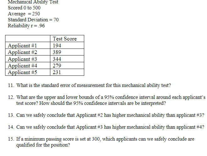 Mechanical Ability Test Scored 0 to 500 Average =250 | Chegg.com
