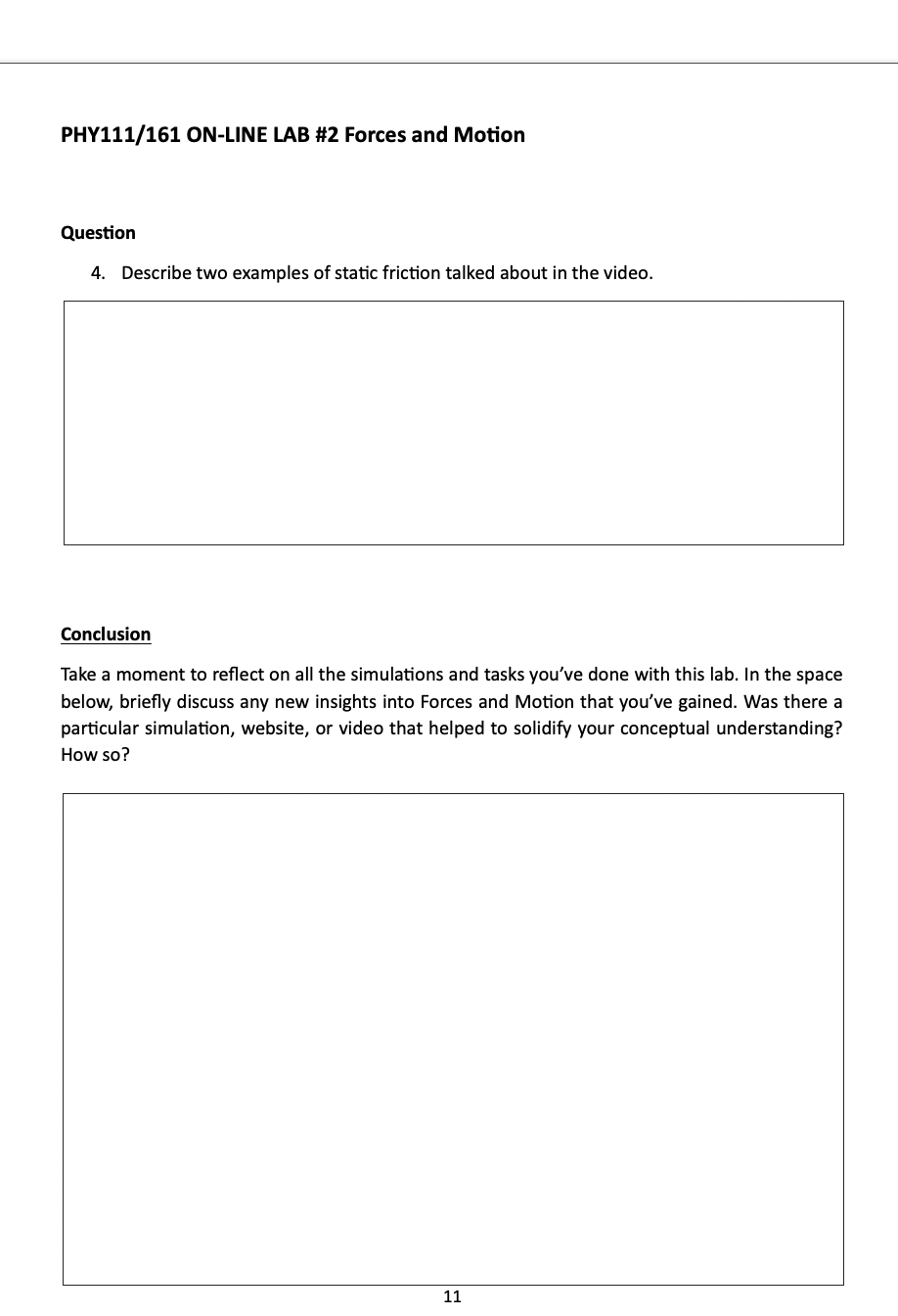 Solved PHY111/161 ON-LINE LAB #2 Forces and Motion Question | Chegg.com