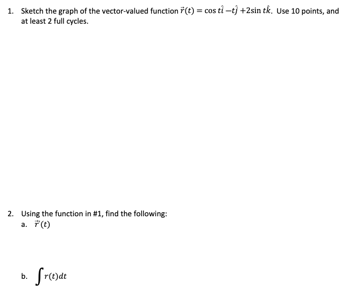 Solved Sketch the graph of the vector-valued function | Chegg.com