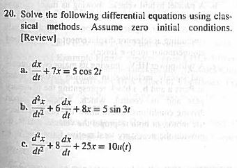 Solved 20. Solve the following differential equations using | Chegg.com