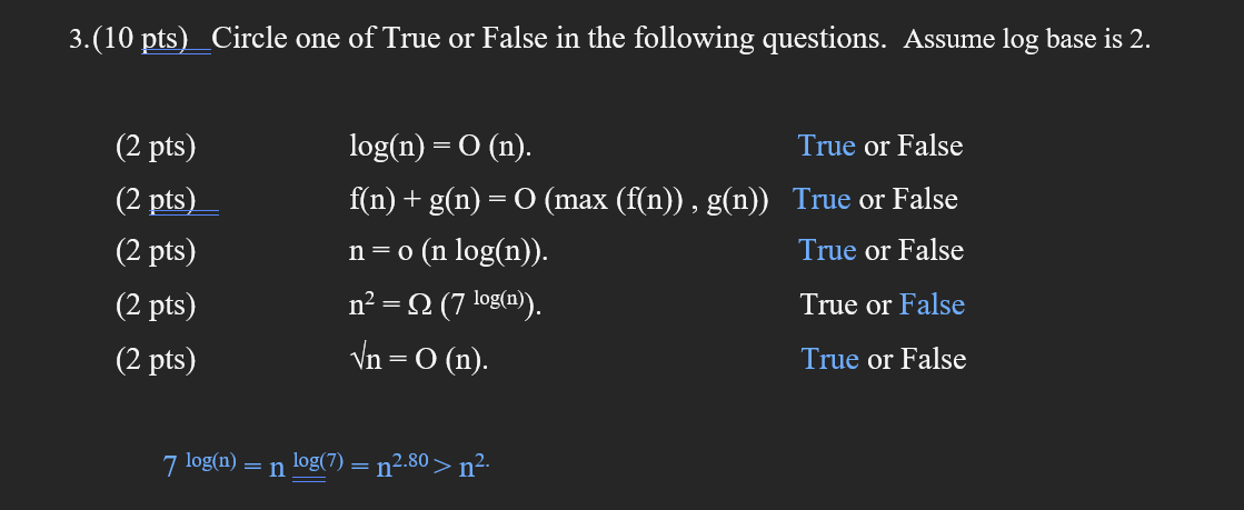 Solved algorithm analysis. the blue is the correct answer. | Chegg.com