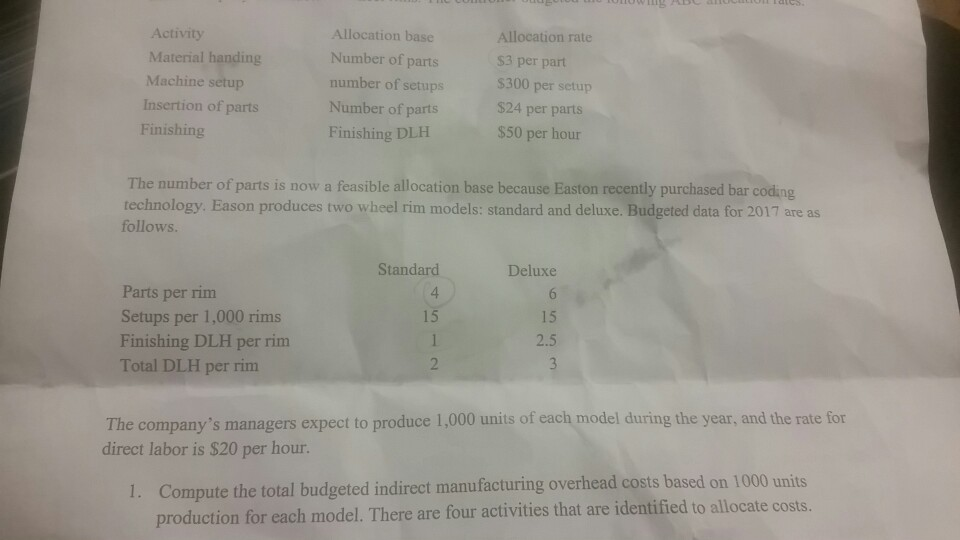 Solved Activity Material handing Machine setup Insertion of | Chegg.com