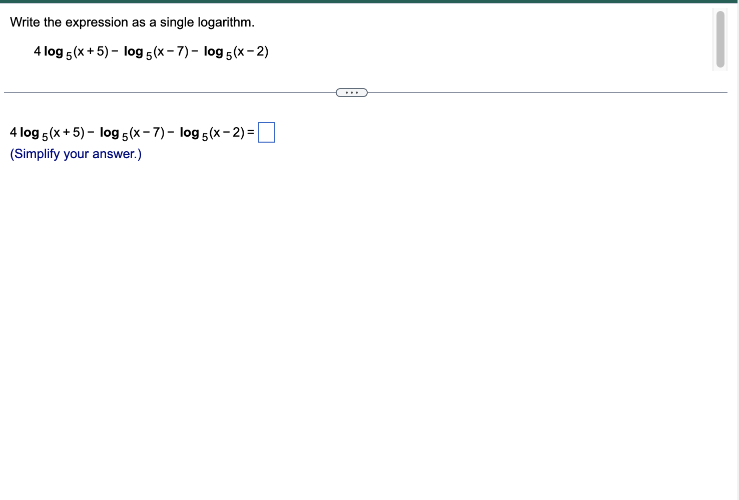 Solved Write the expression as a single logarithm. | Chegg.com