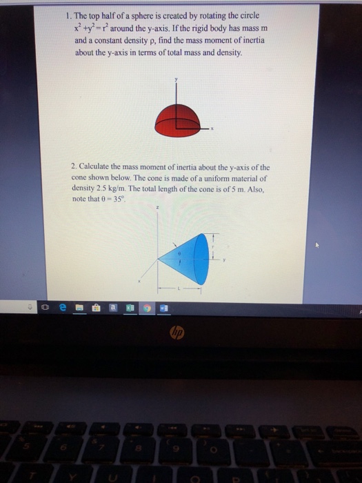 Solved 1. The top half of a sphere is created by rotating | Chegg.com