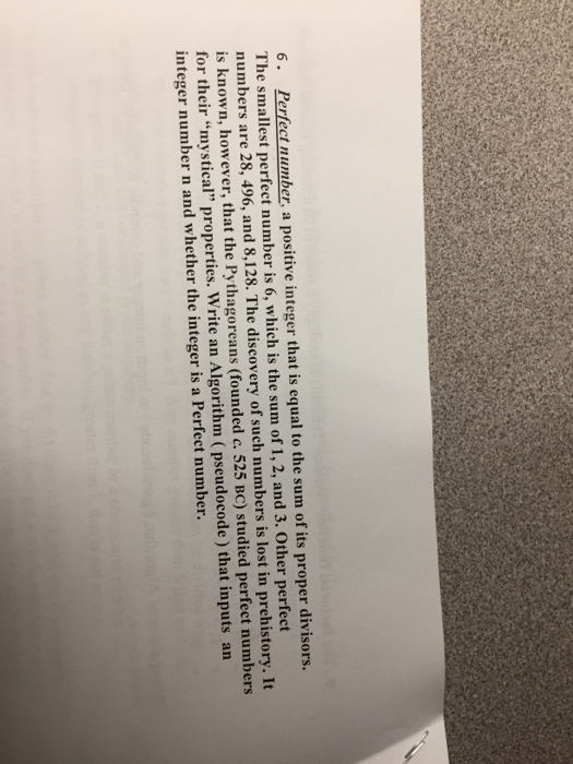 Solved 6. Perfect number, a positive integer that is equal | Chegg.com