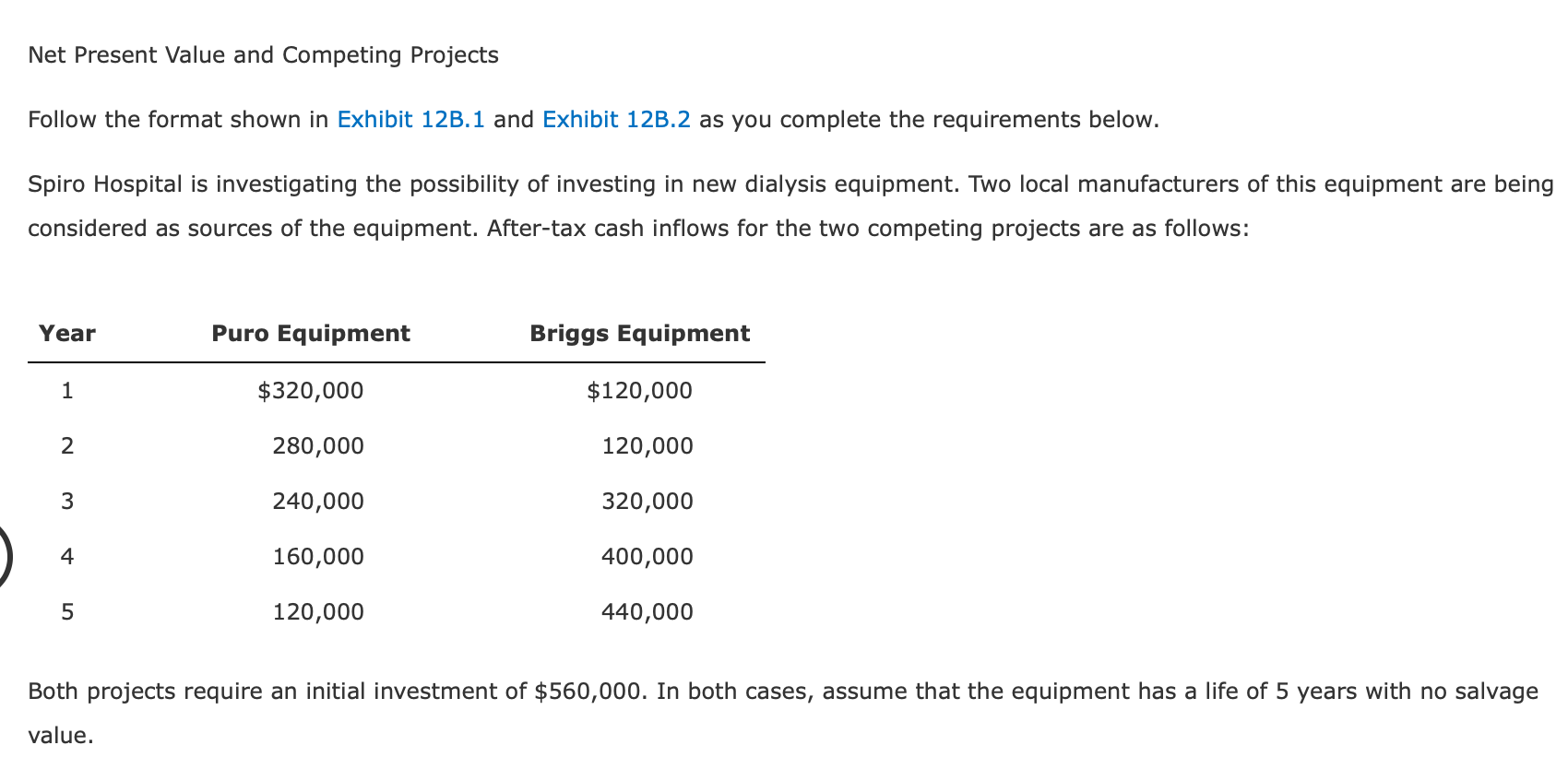 Solved Net Present Value and Competing Projects Follow the | Chegg.com