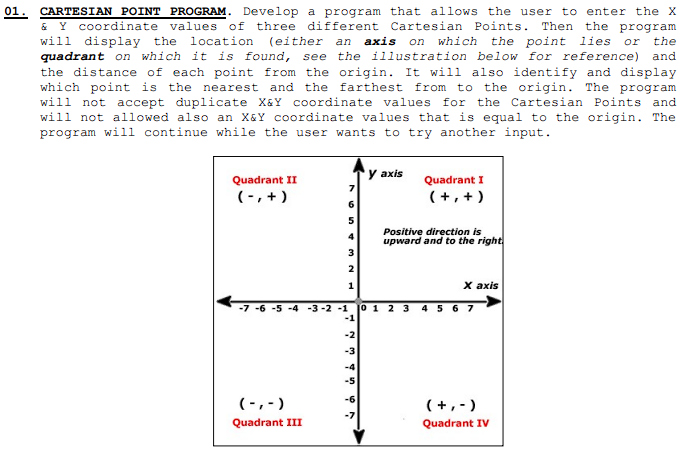 Solved 1. CARTESIAN POINT PROGRAM. Develop a program that | Chegg.com