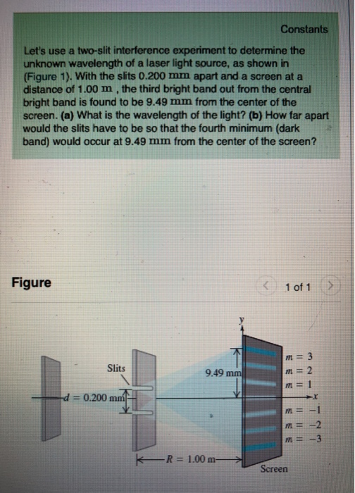 Solved Constants Let's use a two-slit interference | Chegg.com