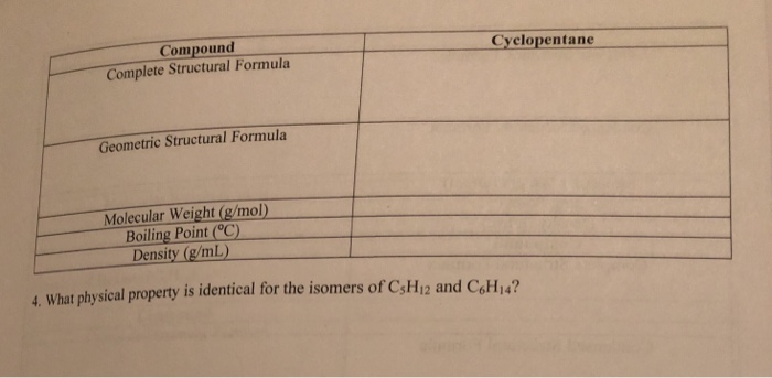 Solved 3. Cycloalkanes Cyclopropane Compound Complete | Chegg.com