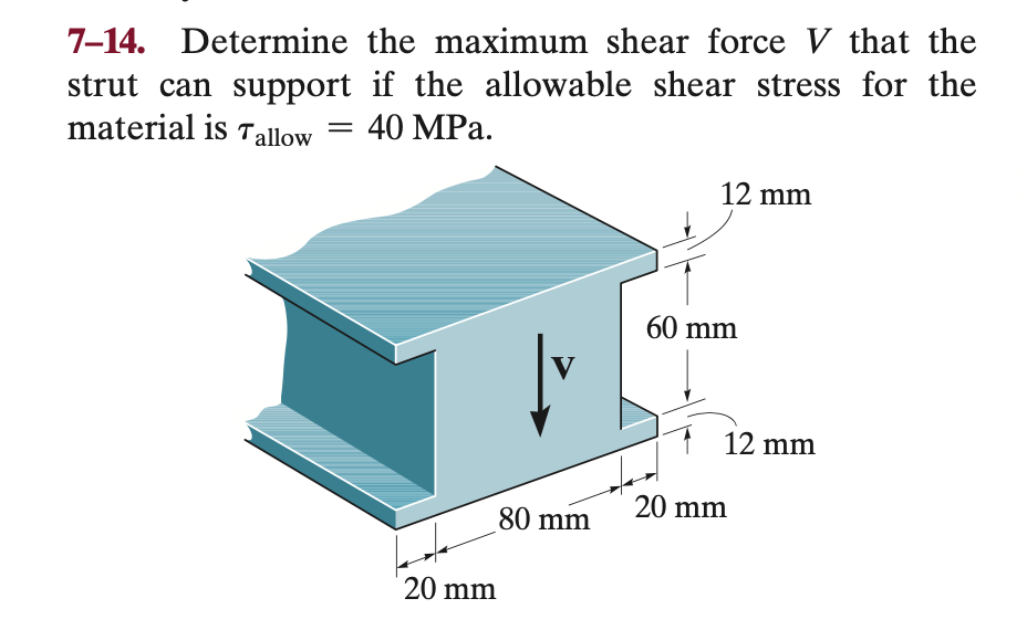 Solved 7–14. Determine the maximum shear force V that the | Chegg.com