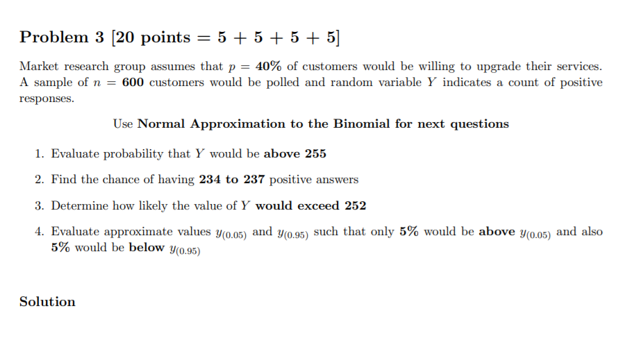 Solved Problem 3 (20 points = 5 + 5 + 5 + 5] Market research | Chegg.com