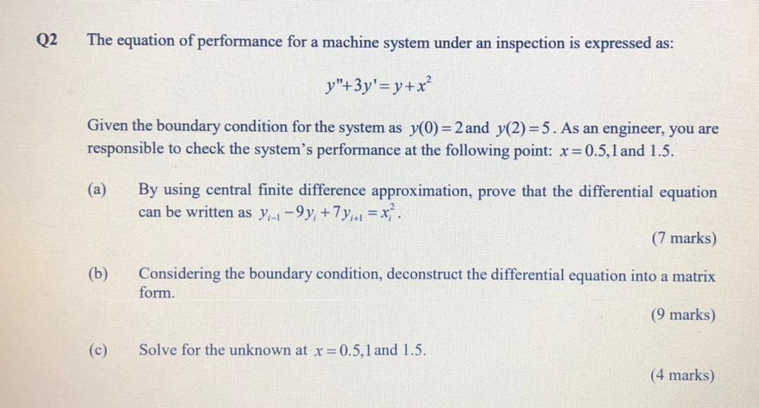 Solved Q2 The equation of performance for a machine system | Chegg.com