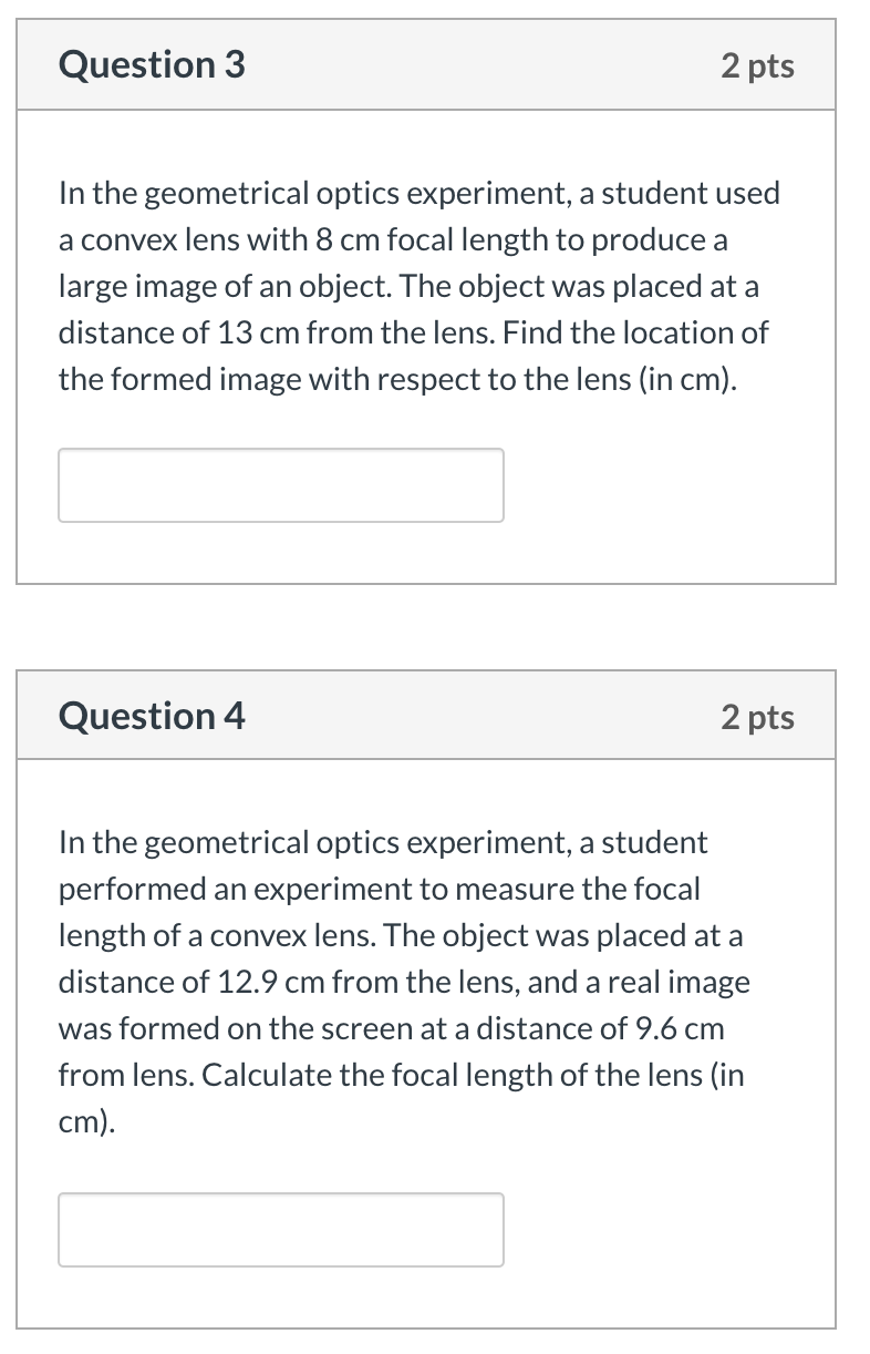 Solved Question 1 2 pts In the geometrical optics | Chegg.com