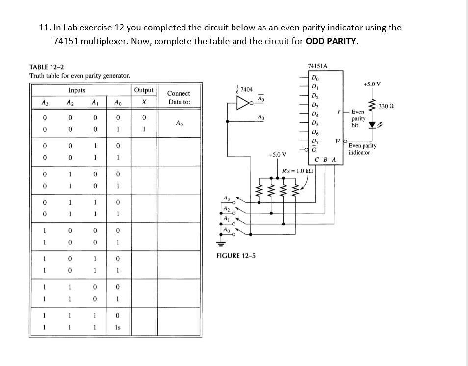 Solved 11. In Lab exercise 12 you completed the circuit | Chegg.com