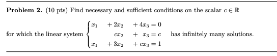 Solved Problem 2. (10 pts) Find necessary and sufficient | Chegg.com