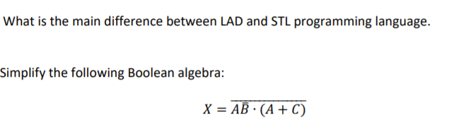 Solved What is the main difference between LAD and STL | Chegg.com