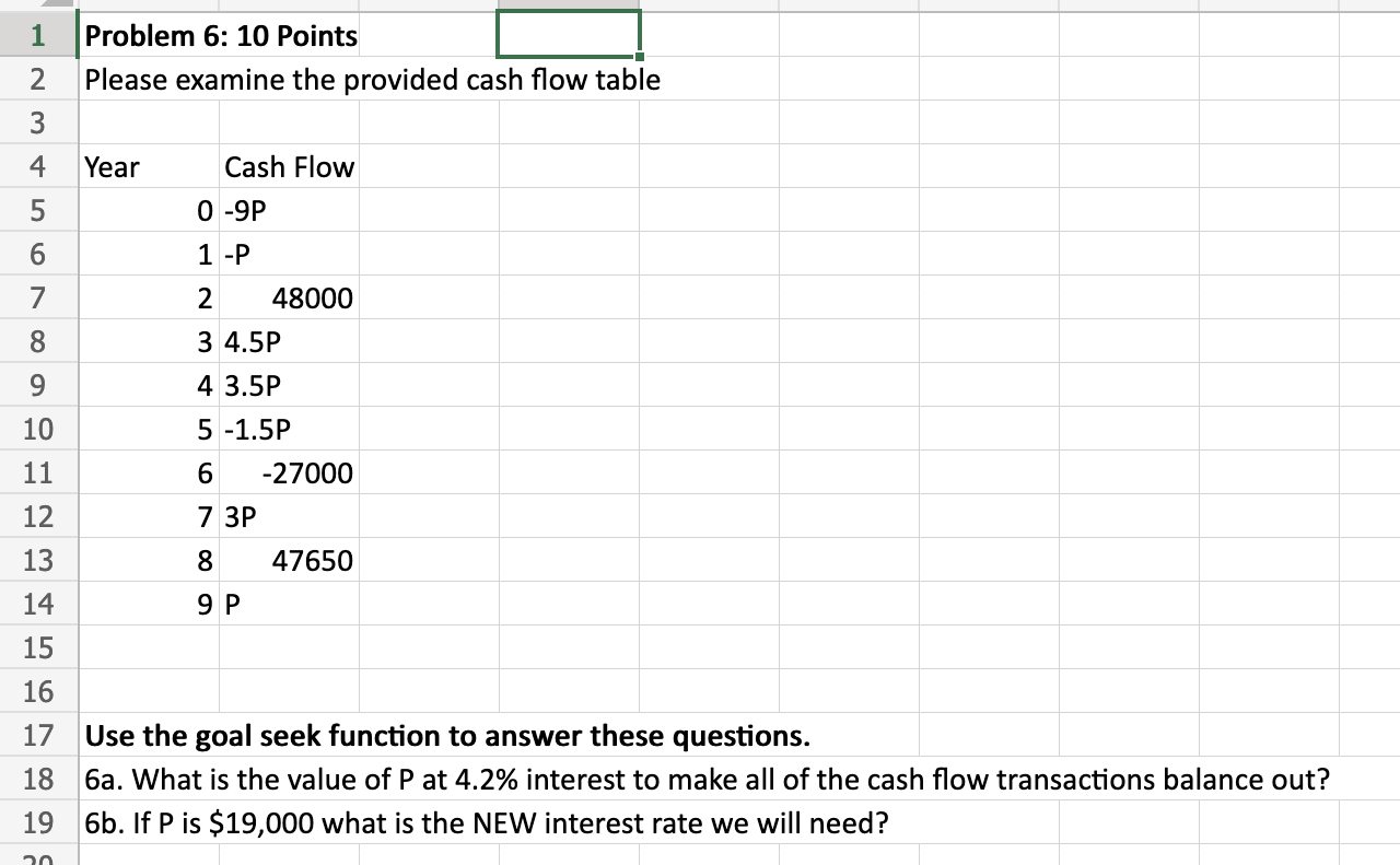 Solved Use the goal seek function to answer these questions. | Chegg.com