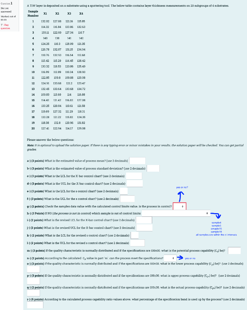 Solved Ouestion 1 Not yet answered A TIW layer is deposited | Chegg.com