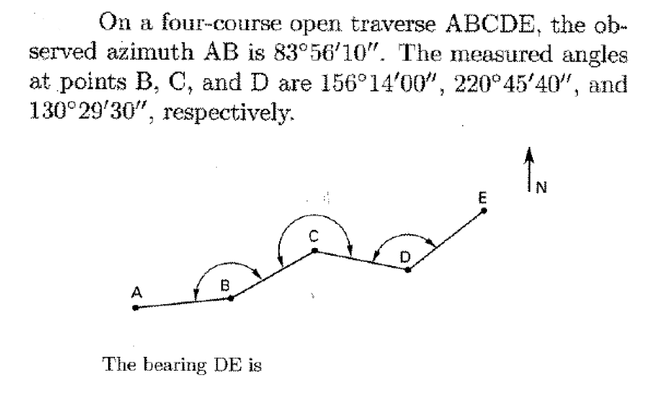 Solved On a four-course open traverse ABCDE, the ob- served | Chegg.com