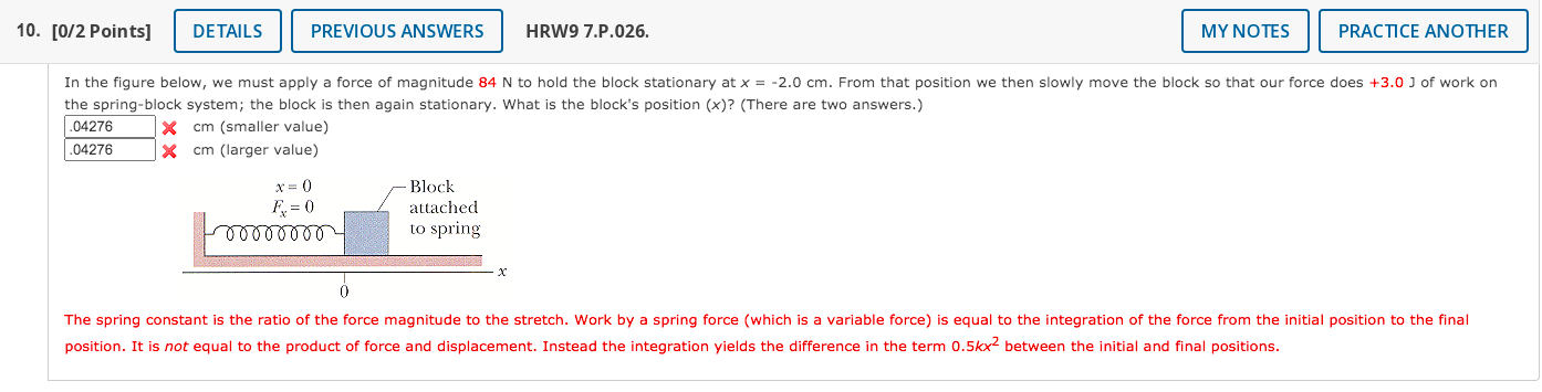 Solved [0/2 Points] HRW9 7.P.026. the spring-block system; | Chegg.com