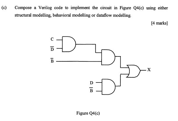 Solved (c) Compose a Verilog code to implement the circuit | Chegg.com