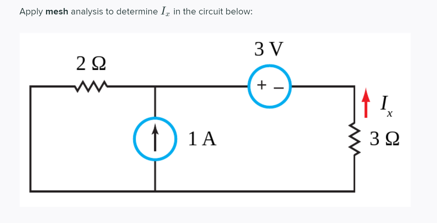 Solved Apply mesh analysis to determine Ix in the circuit | Chegg.com