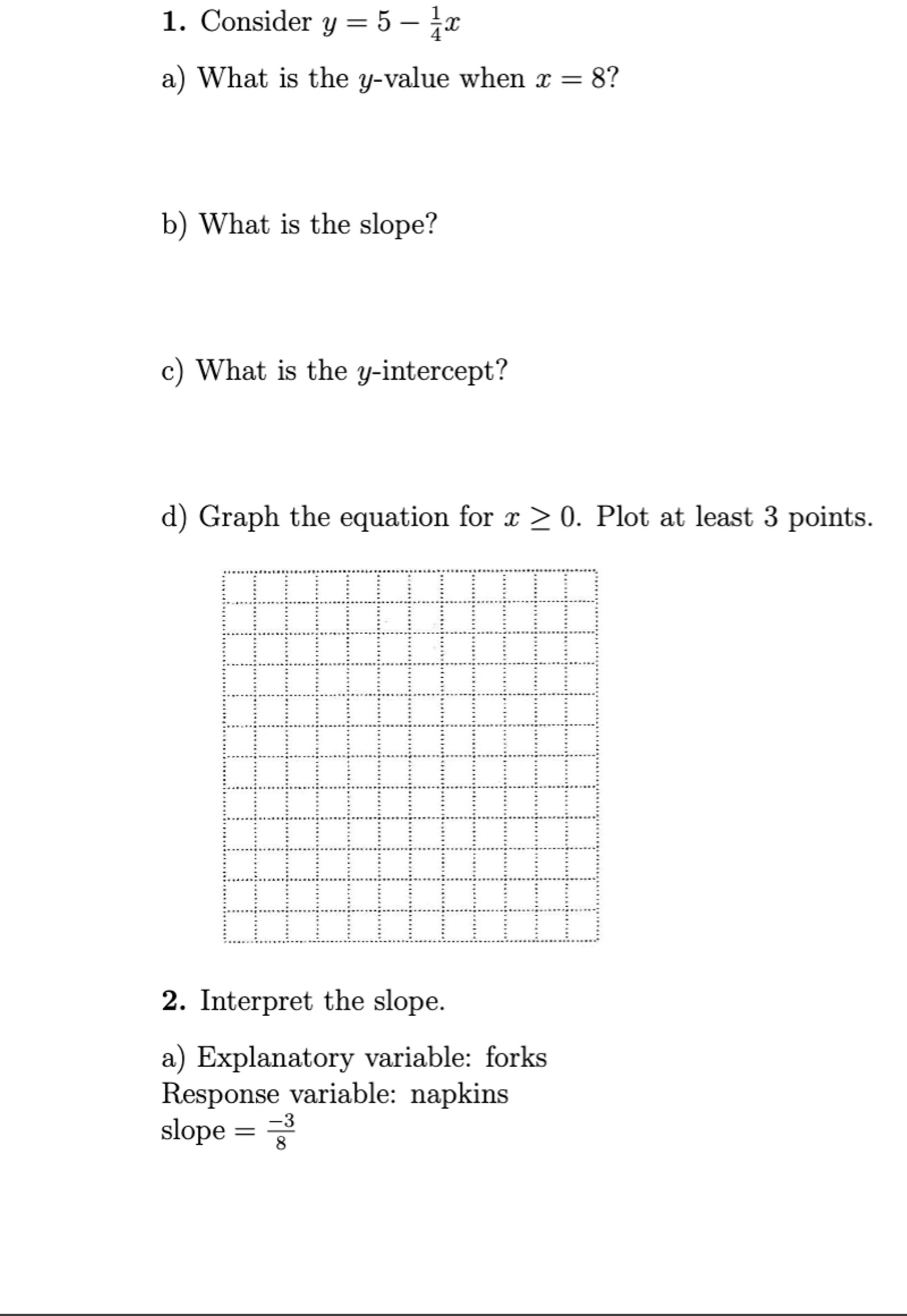 Solved Consider y=5-14xa) ﻿What is the y-value when x=8 ?b) | Chegg.com