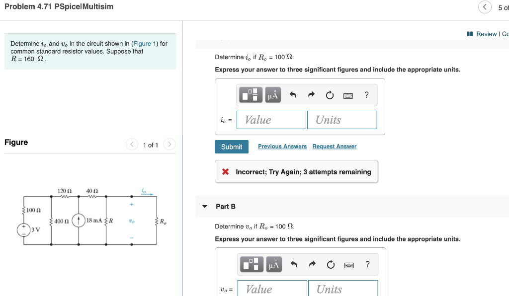 Solved Problem 4.71 PSpice Multisim 501 A Review ICC | Chegg.com