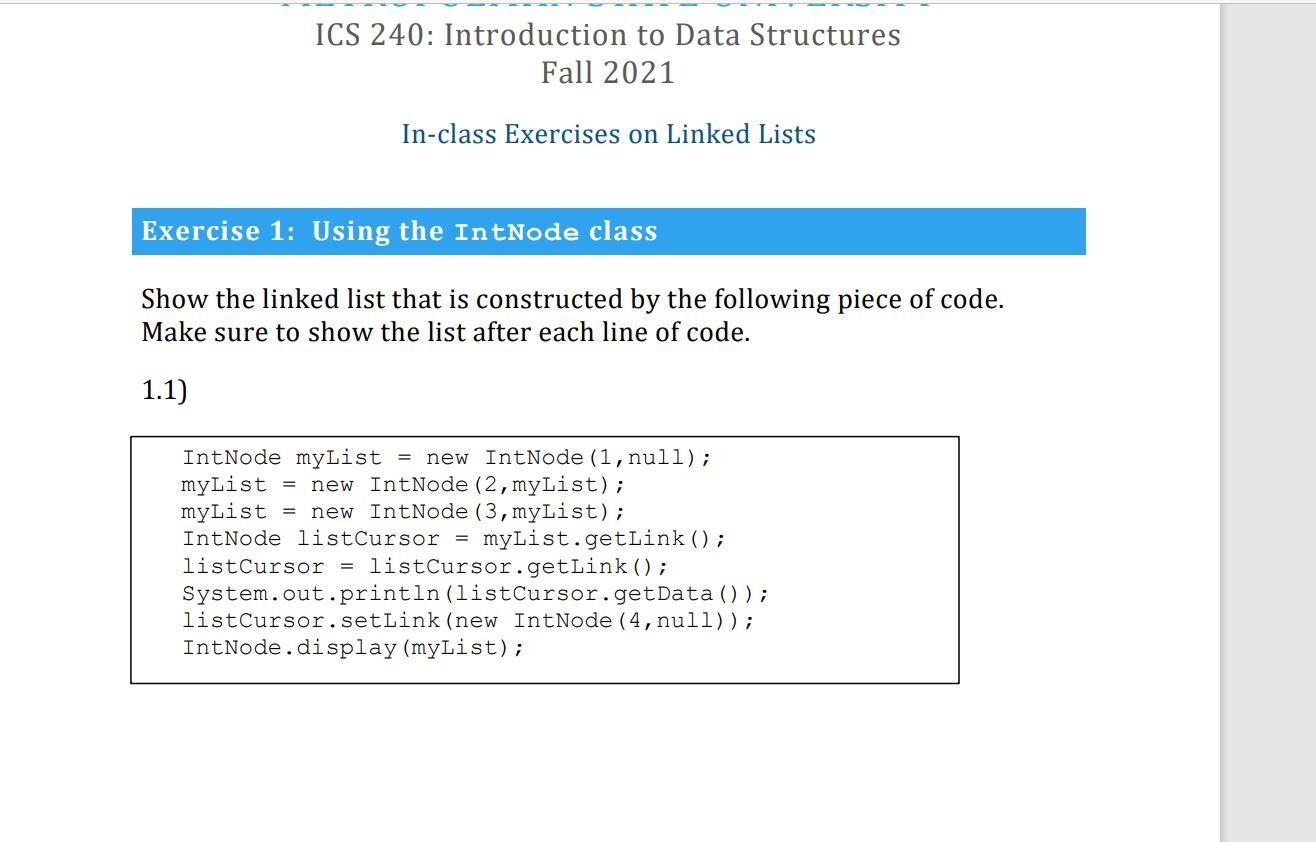 Solved ICS 240: Introduction to Data Structures Fall 2021 | Chegg.com