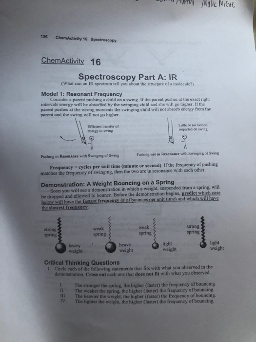 136 ChemActivity 16 Spectroscopy ChemActivity 16 | Chegg.com