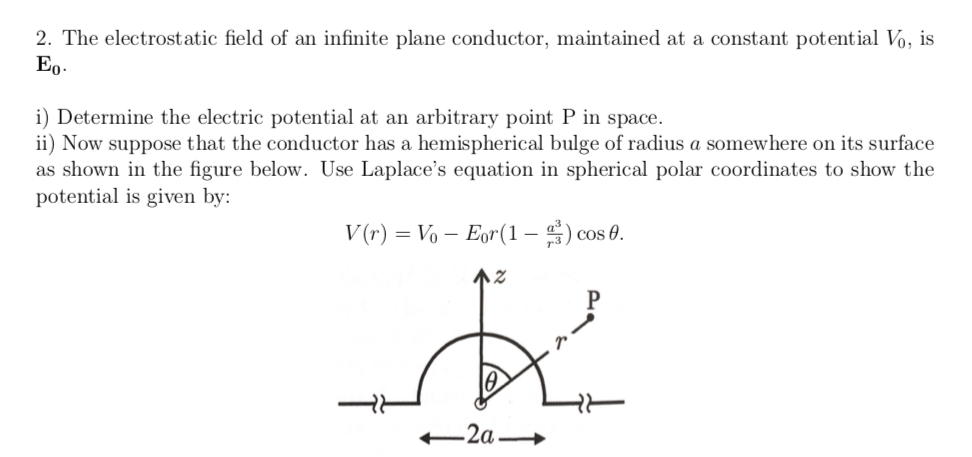 Solved 2. The electrostatic field of an infinite plane | Chegg.com