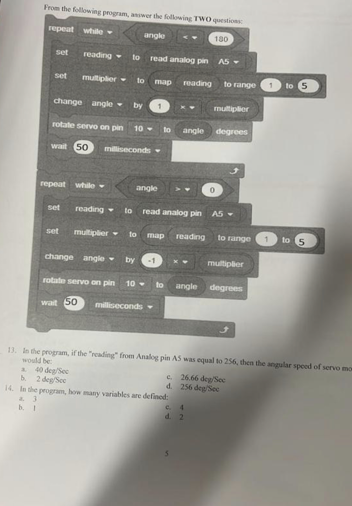 Solved From the following program, answer the following TWO | Chegg.com