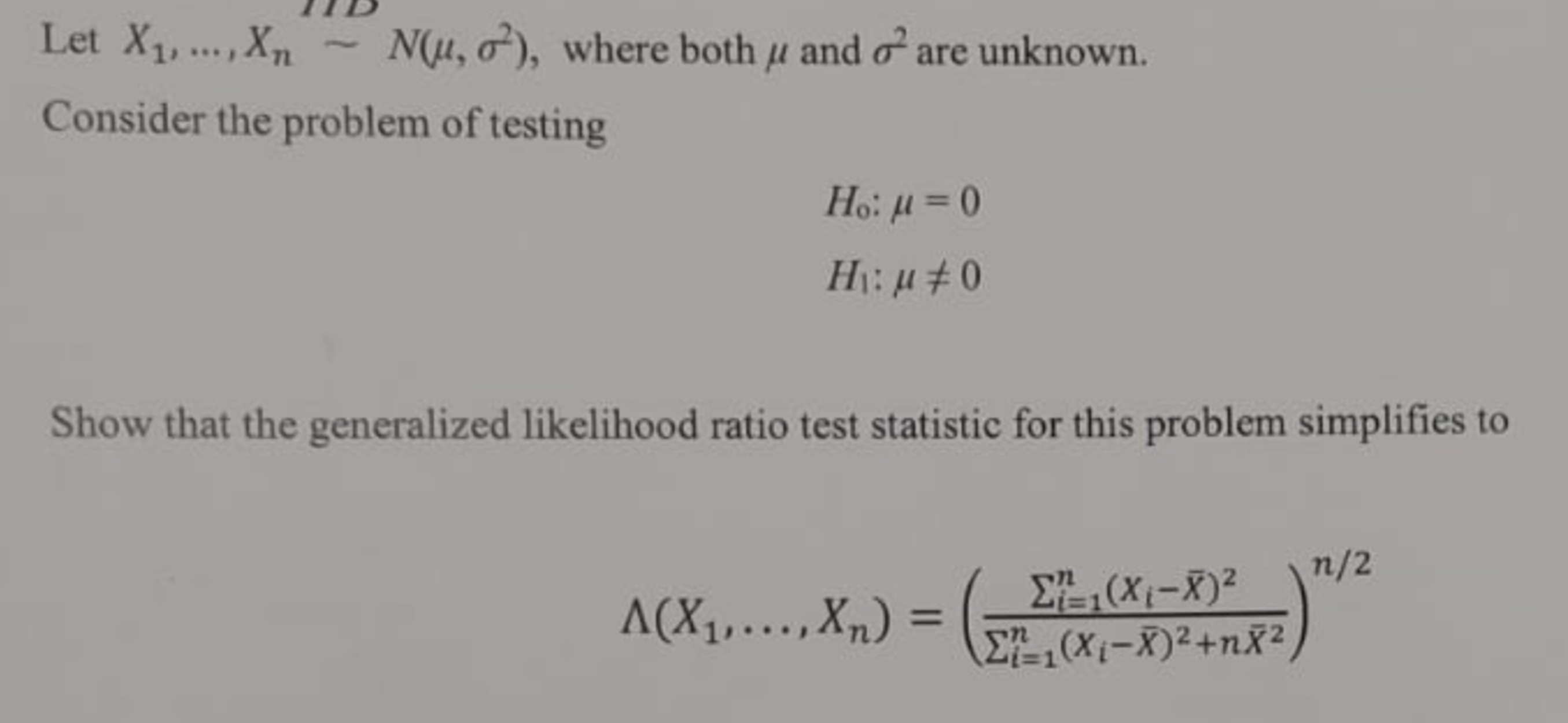 Solved Let X1 Dots Xn∼n μ σ2 where Both μ and σ2 are