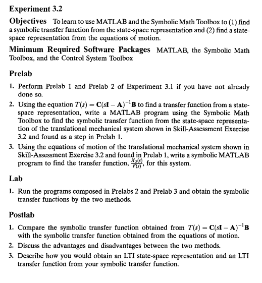 Solved Experiment 3.2 Objectives To learn to use MATLAB and | Chegg.com