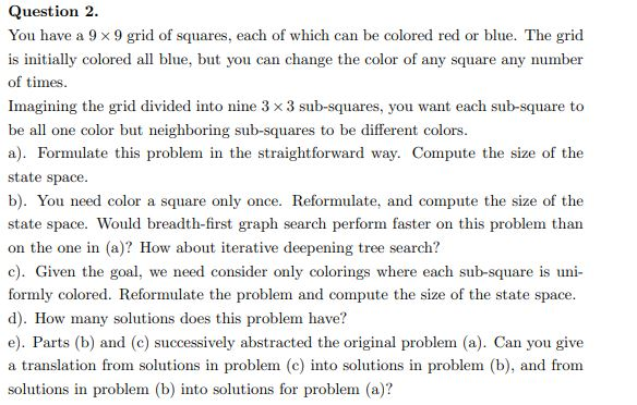 Question 2. You have a 9 x 9 grid of squares, each of | Chegg.com