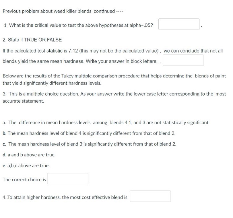 Grouping Information Using the Tukey Method and 95% | Chegg.com