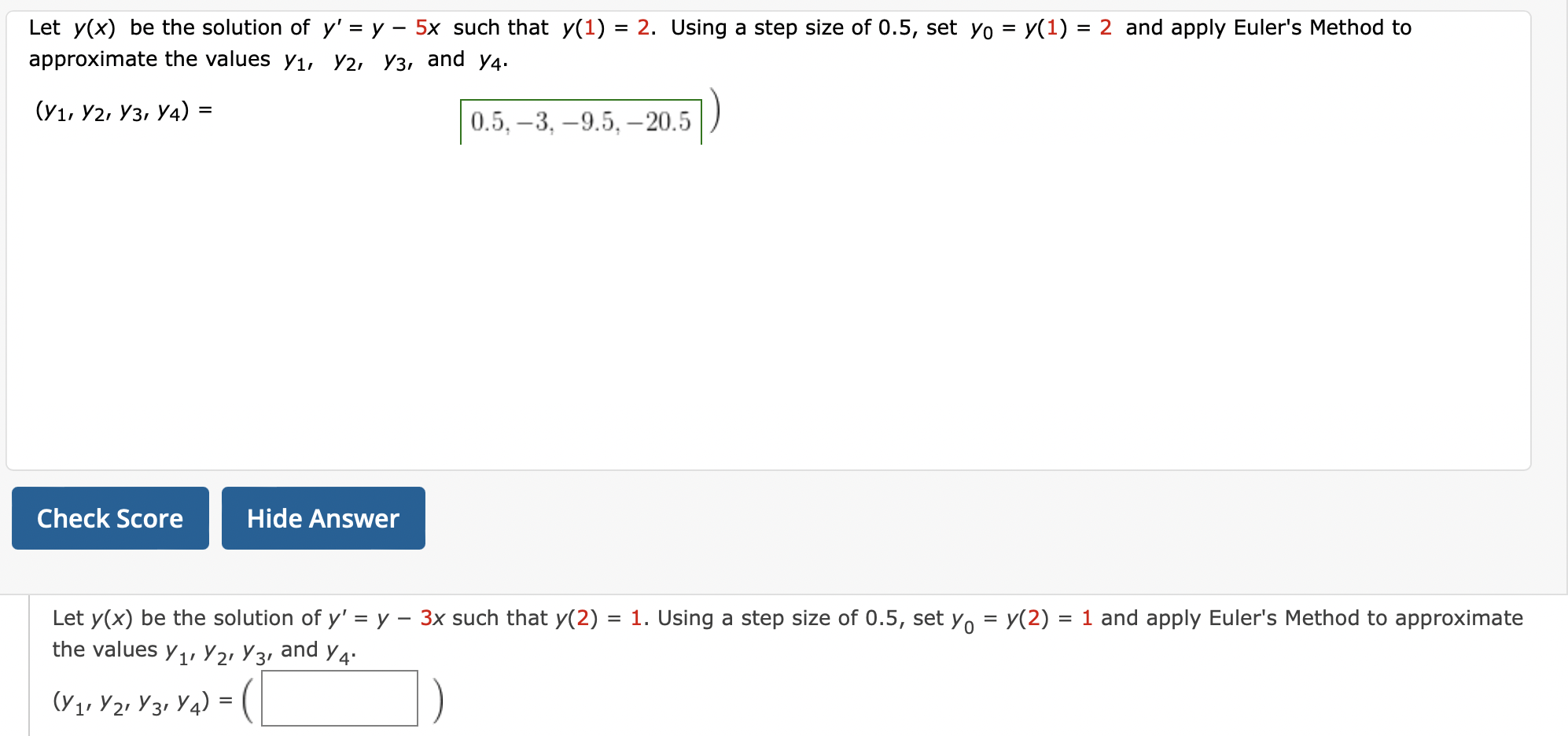 Solved = Let y(x) be the solution of y' = y – 5x such that | Chegg.com