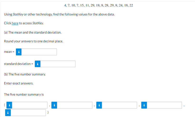 Solved Using StatKey or other technology, find the following | Chegg.com